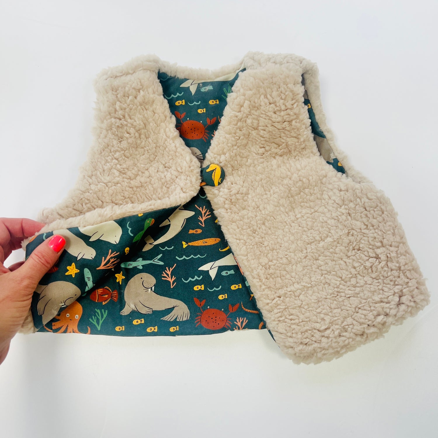 Fully Reversible fleecy gilet lined with your choice of print. – Eddie ...