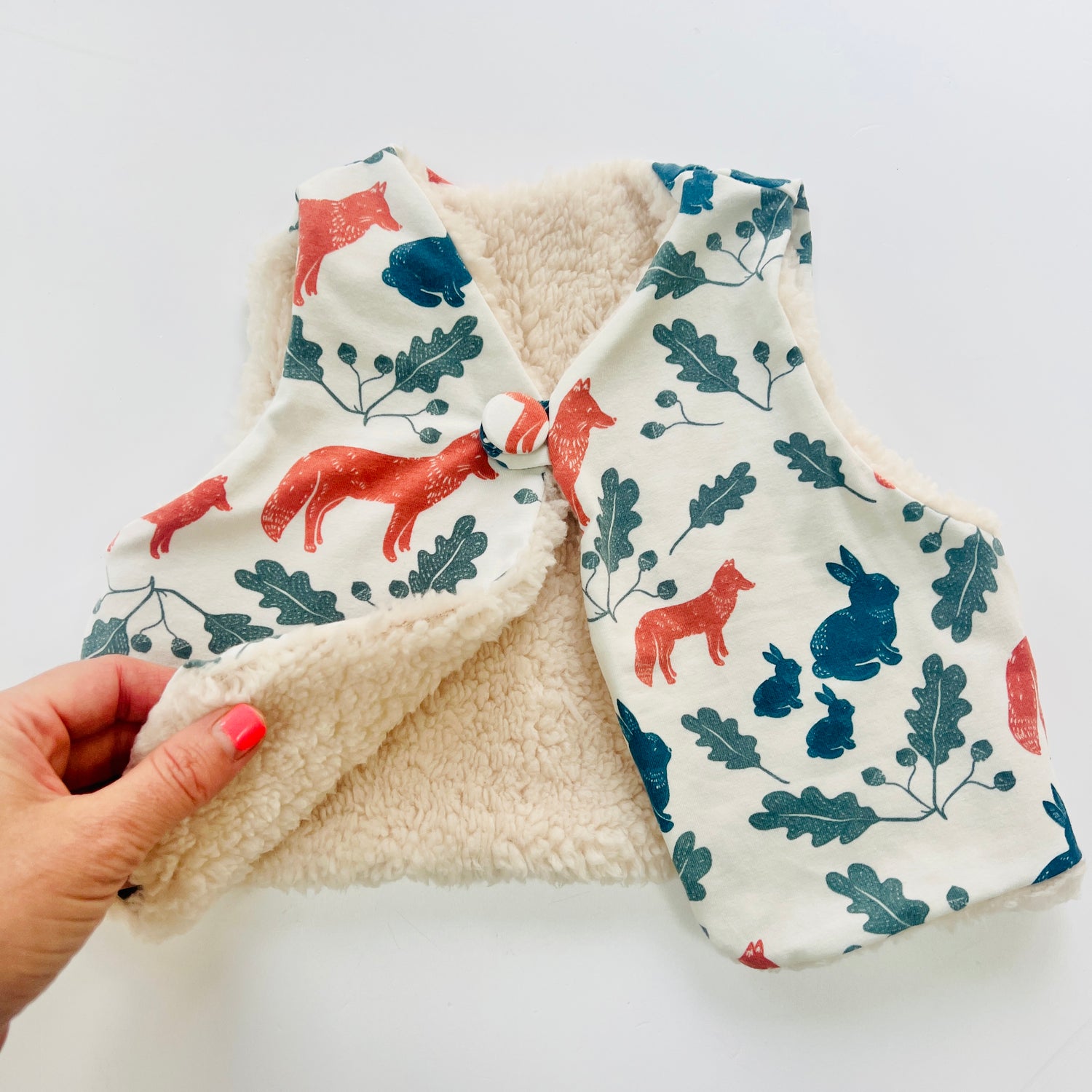 Fully Reversible fleecy gilet lined with your choice of print. – Eddie ...