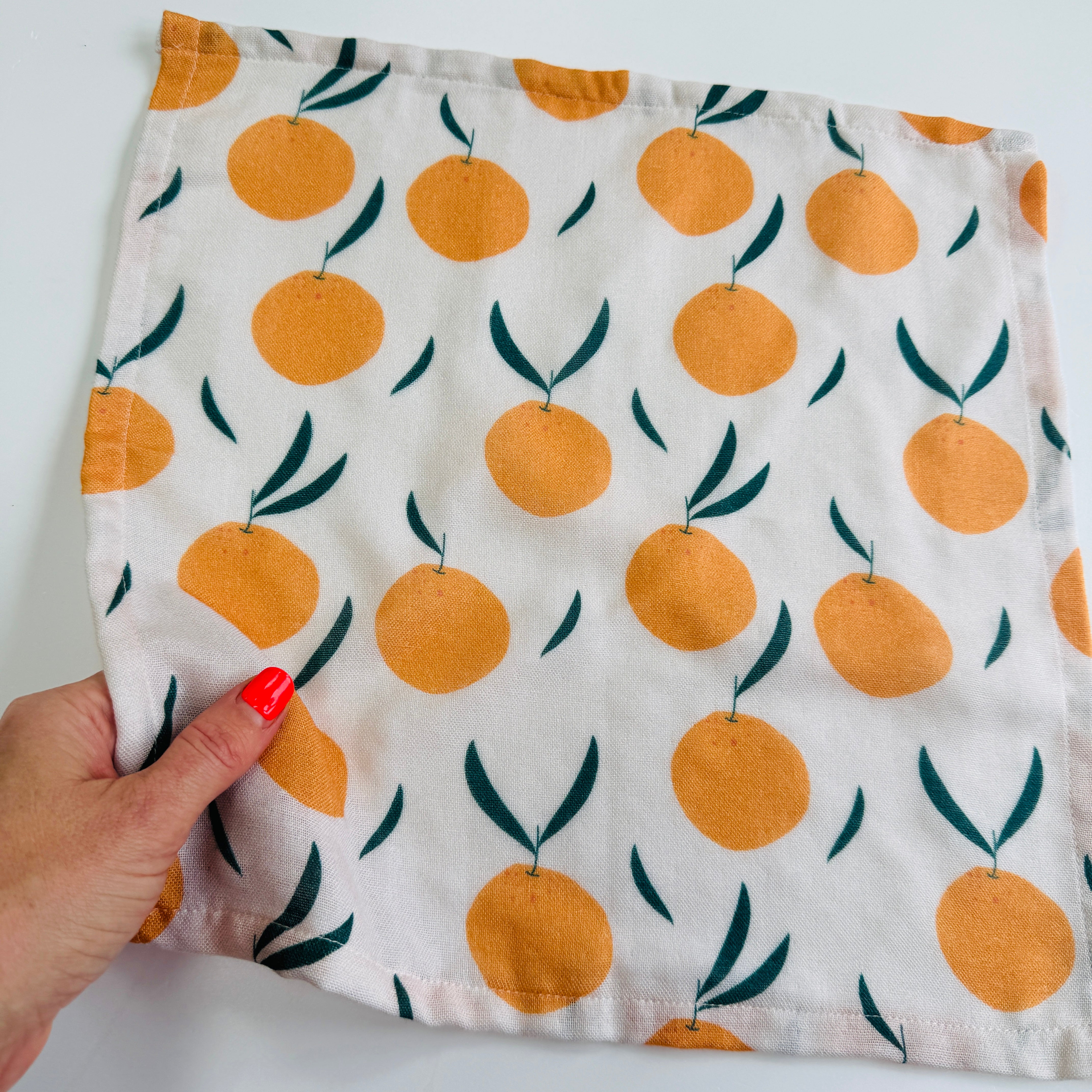 🍊 Organic Cotton Muslin Dribble Cloth muslins – Clementine Print ...